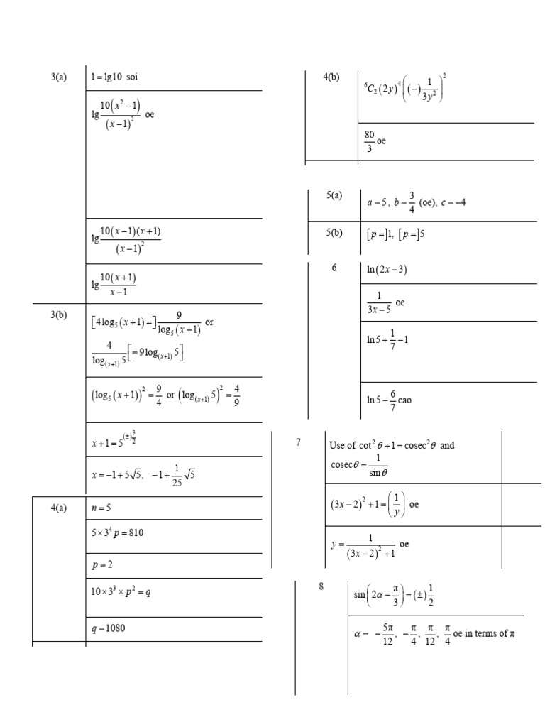 Paper 22 Admath 2025 Prep - Set A - Answer Key | PDF | Mathematical Objects | Algebra