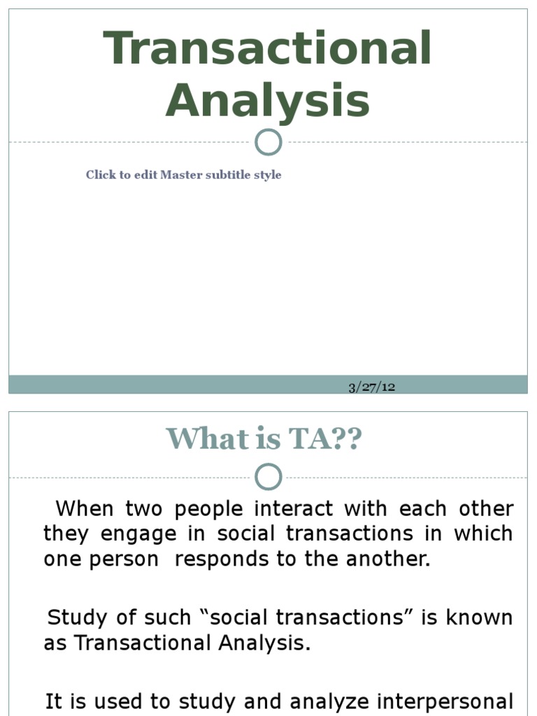 Transactional Analysis: Click To Edit Master Subtitle Style | PDF ...