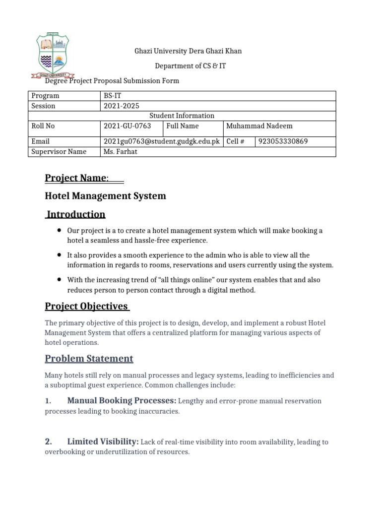 Hotel Project Documentation | PDF | Software Development Process | Software Engineering