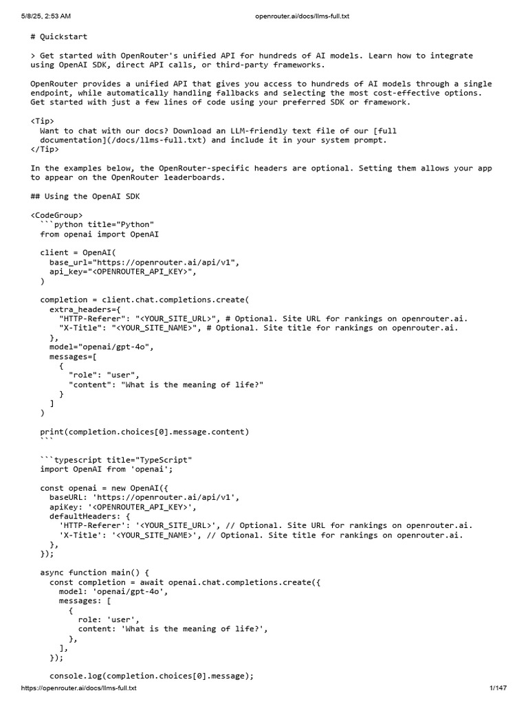 Openrouter - Ai Docs Llms-Full | PDF | Credit Card | Privacy