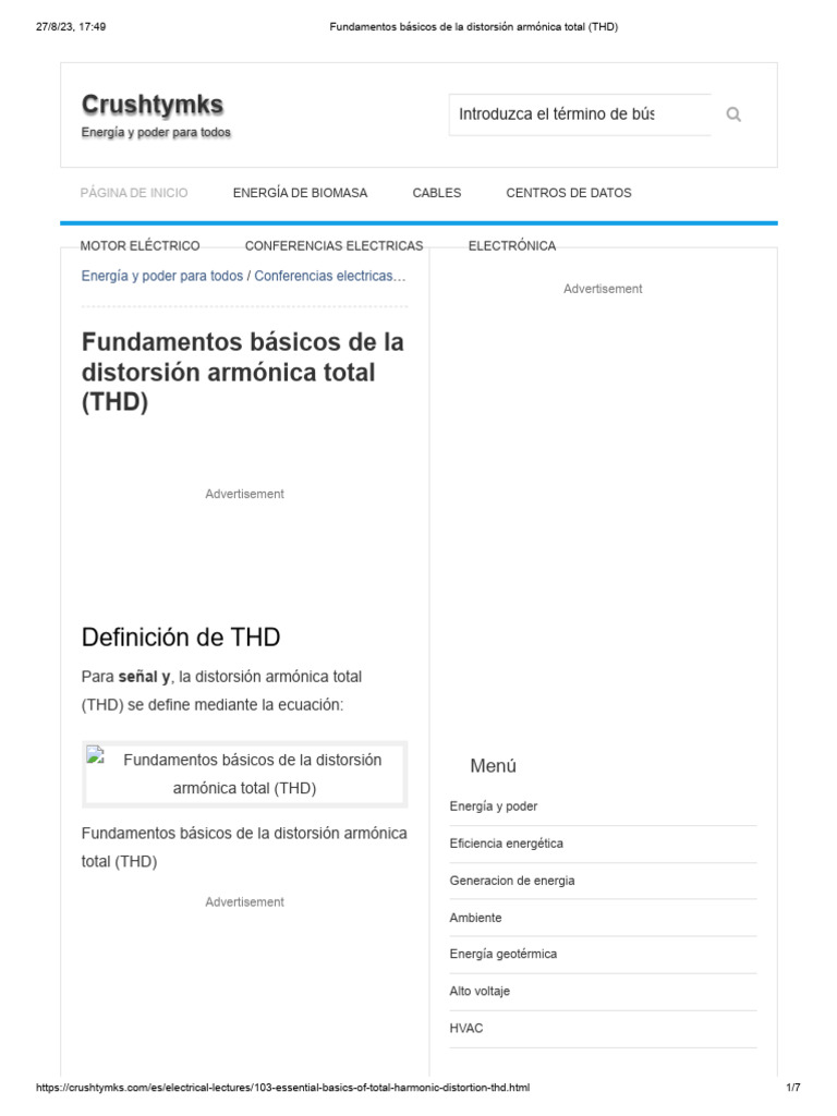 Fundamentos Básicos de La Distorsión Armónica Total (THD) | PDF | voltaje | Distorsión