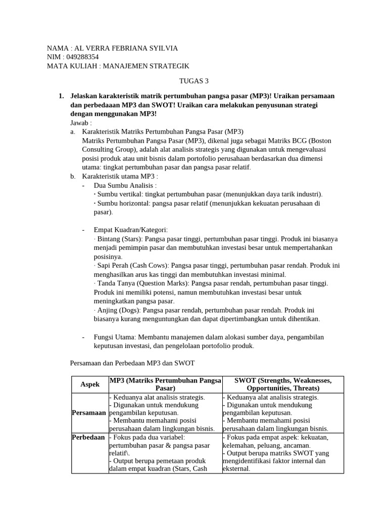 Tugas 3 Manajemen Strategik | PDF