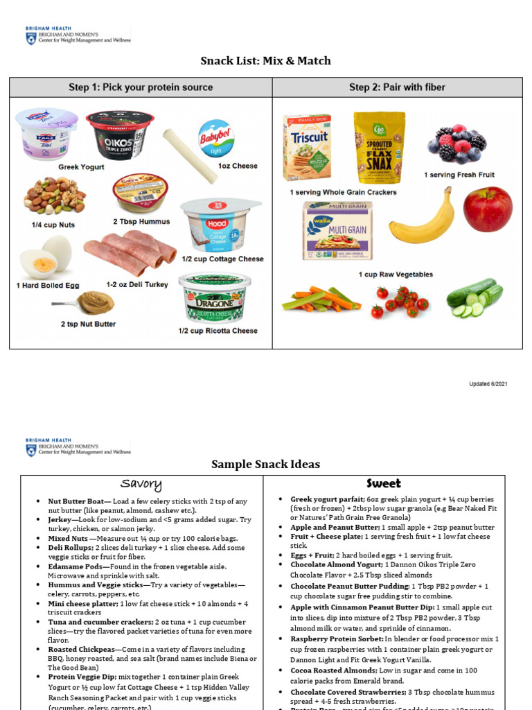 Snack List-Mix and Match (Brigham and Woman´s Hospital) | PDF | Cuisine ...