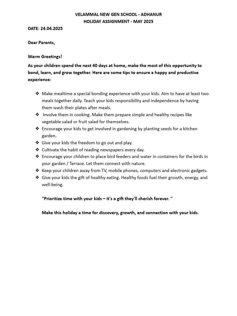 Holiday Assignment - Grade 7 | PDF