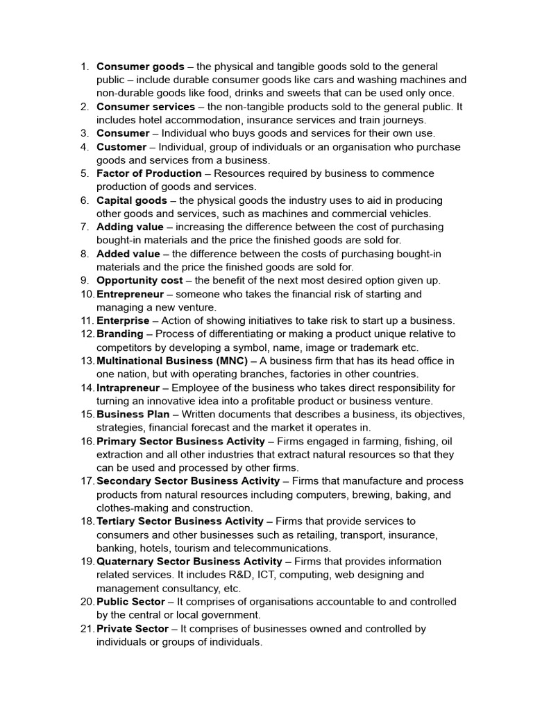 AS Level Business Glossary | PDF | Marketing | Pricing