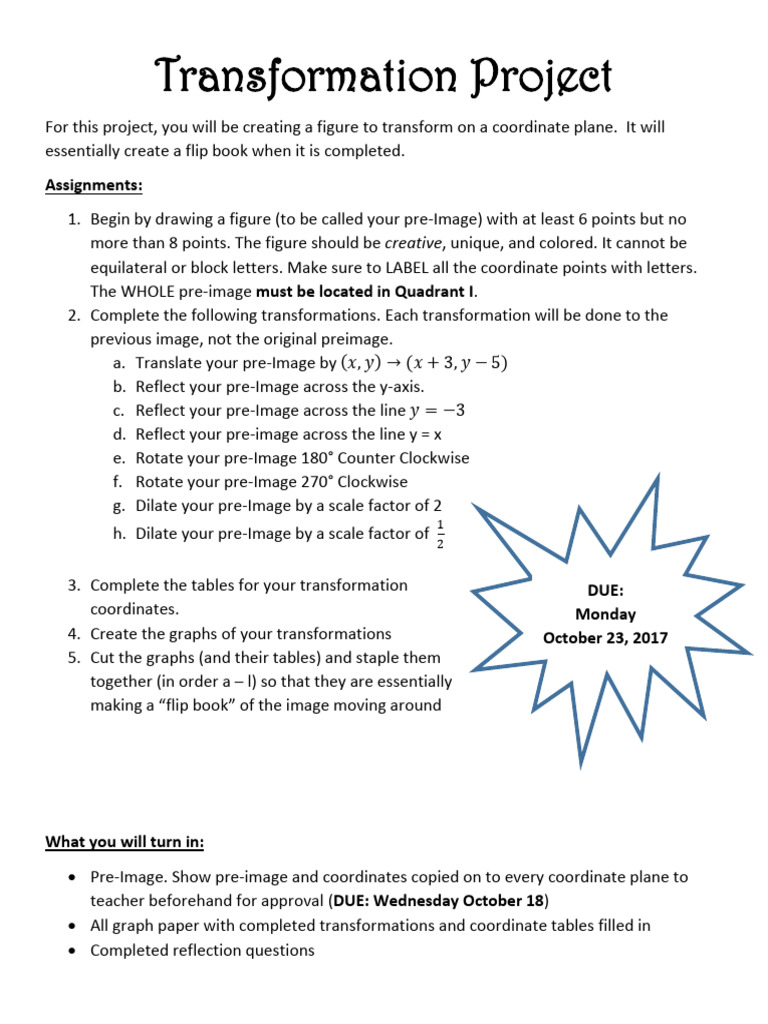Transformation Project Honors | PDF | Cartesian Coordinate System ...