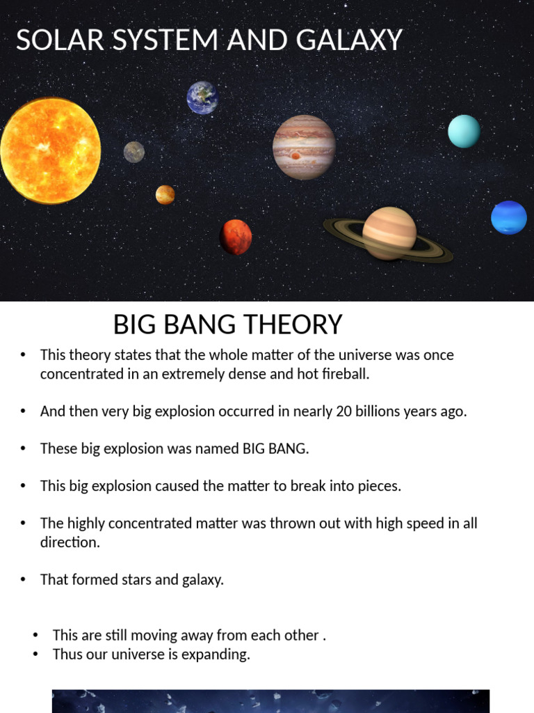 Solar System Overview and Big Bang Theory | PDF | Saturn | Jupiter