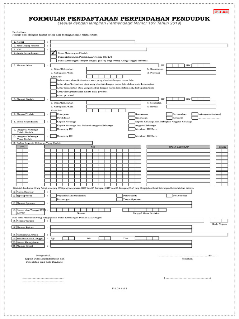 F-1.03_Formulir_Pendaftaran_Perpindahan_Penduduk | PDF