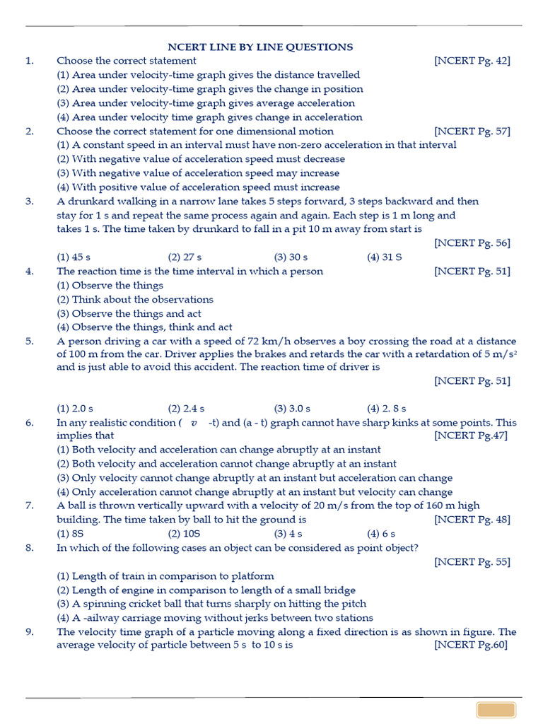 Motion in Straight Line NCERT Line by Line | PDF | Acceleration | Speed