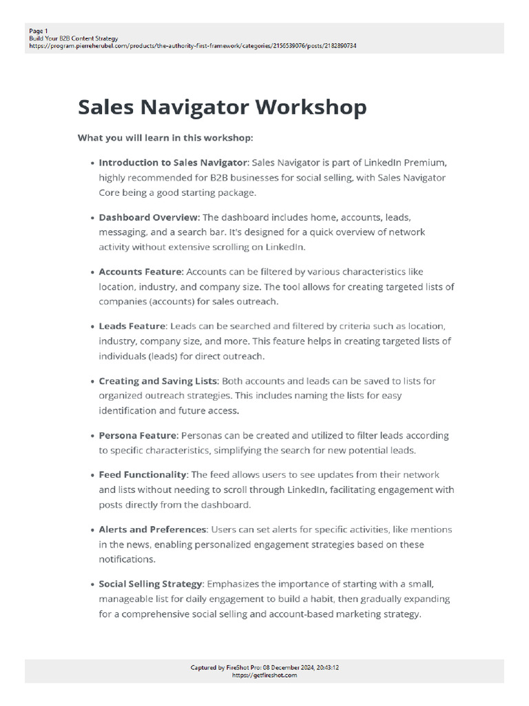 01-Sales Navigator Workshop | PDF