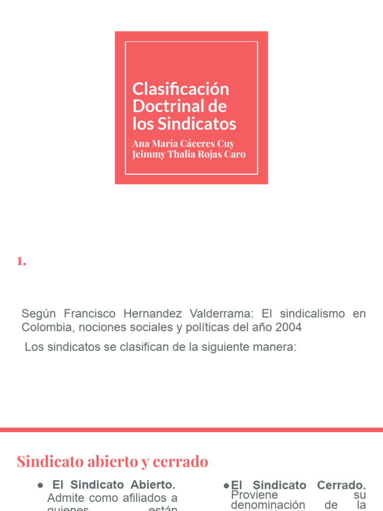 Clasificación Doctrinal de Los Sindicatos | PDF | Sindicato | Economias
