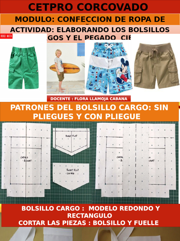 ELABORANDO BOLSILLO CARGO Y PEGADO DE CIERRE DE ROPA DE NIÑOS | PDF