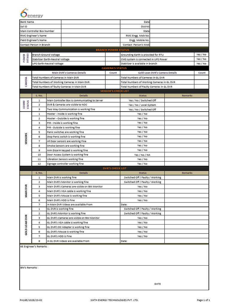 IPM - PMS - Preventive Maintenance Sheet - iRBS - V2 | PDF ...