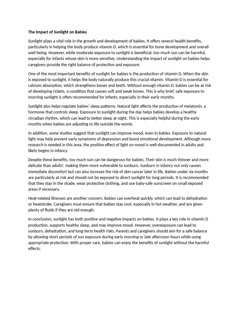 The Impact of Sunlight On Babies | PDF | Vitamin D | Infants