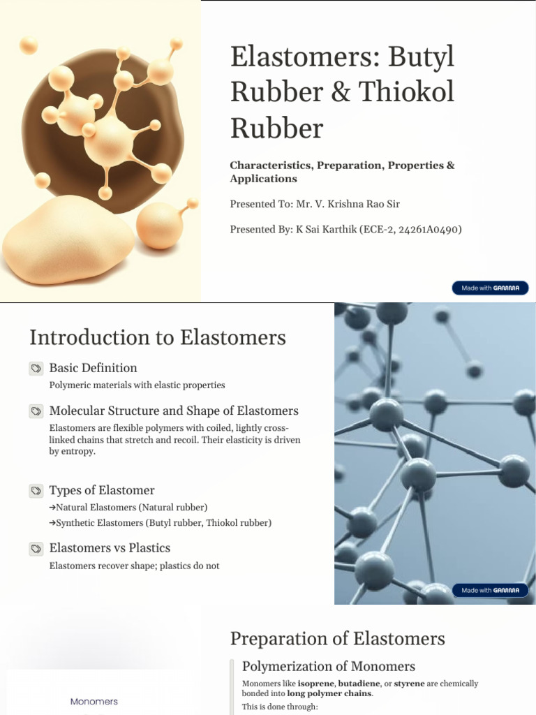 Elastomers Butyl Rubber and Thiokol Rubber | PDF | Natural Rubber ...