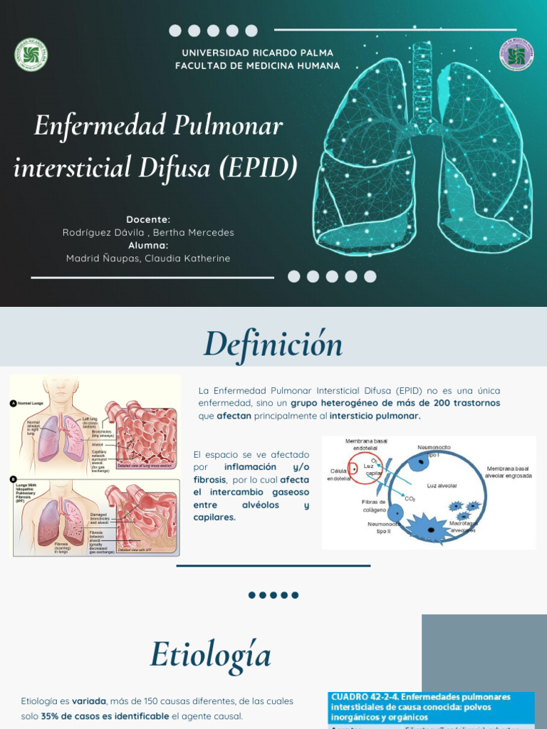 Enfermedad Pulmonar Intersticial Difusa | PDF | Inflamación | Neumonía