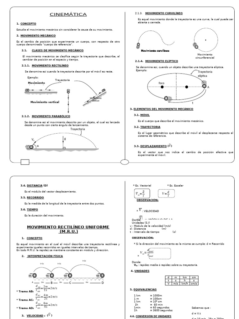CINEMÁTICA | PDF | Trayectoria | Velocidad
