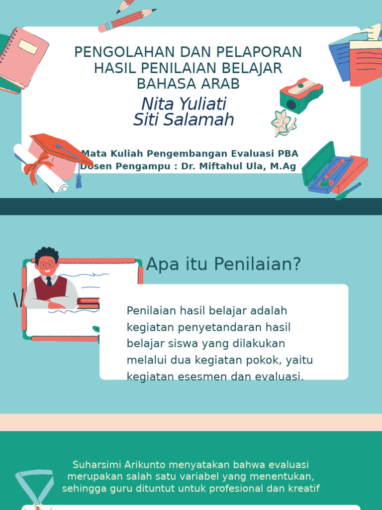 Pengolahan Dan Pelaporan Hasil Penilaian Belajar Bahasa Arab | PDF