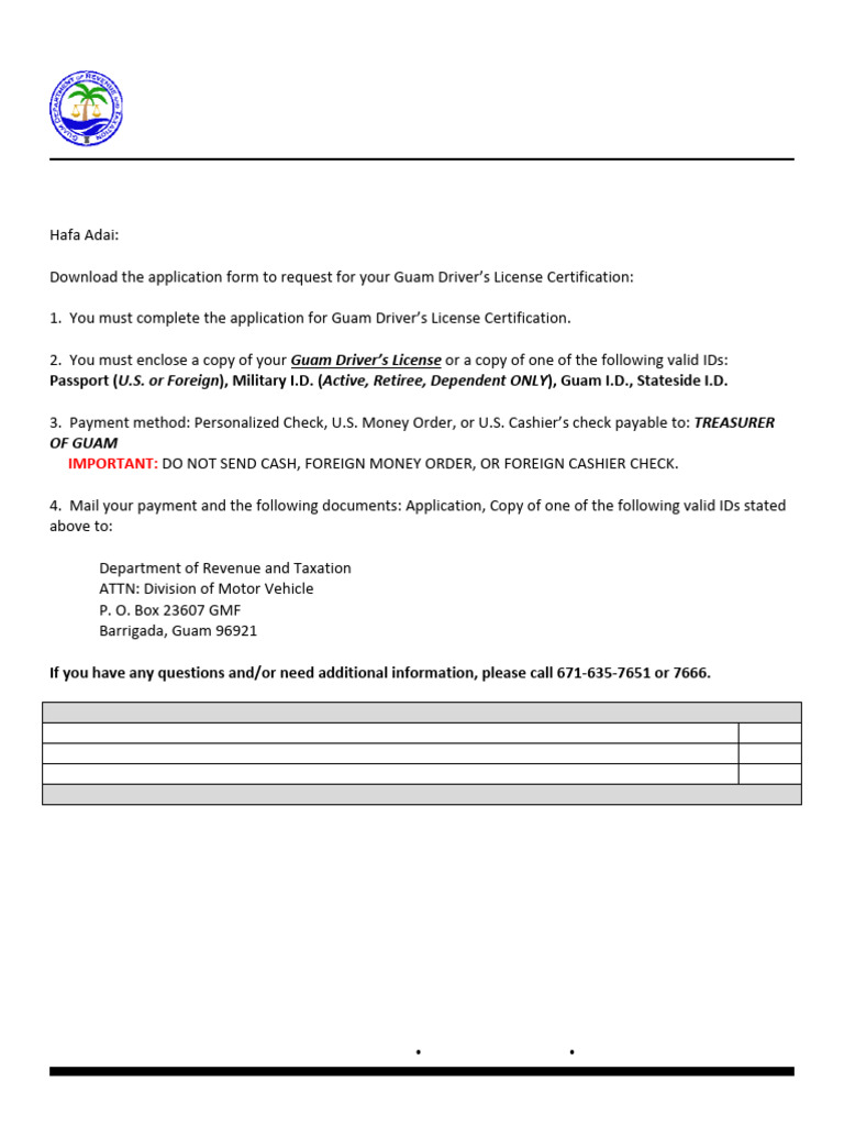 Guam Driverslicense Certification | PDF | Identity Document | Driver's ...