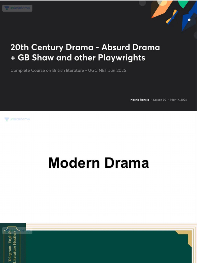 20th Century Drama Absurd Drama GB Shaw and Other Playwrights No Anno | PDF