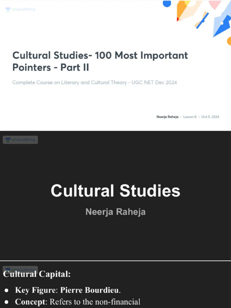 Cultural Studies 100 Most Important Pointers Part II No Anno | PDF