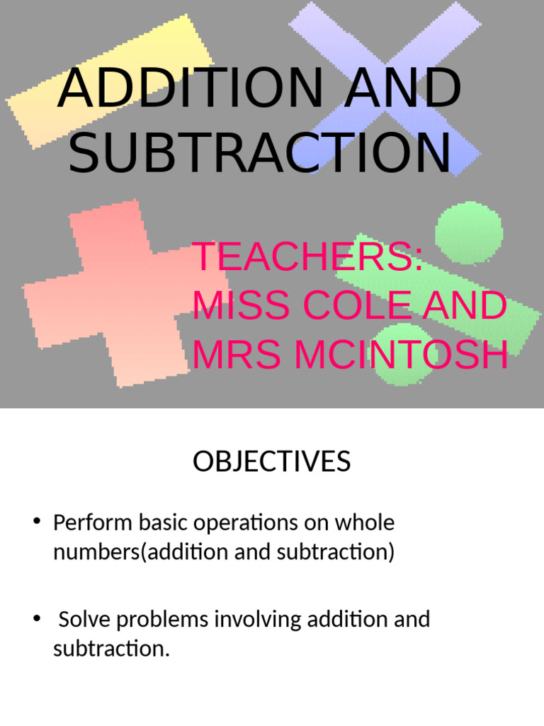 Addition and Subtraction Powerpoint | PDF | Subtraction | Arithmetic