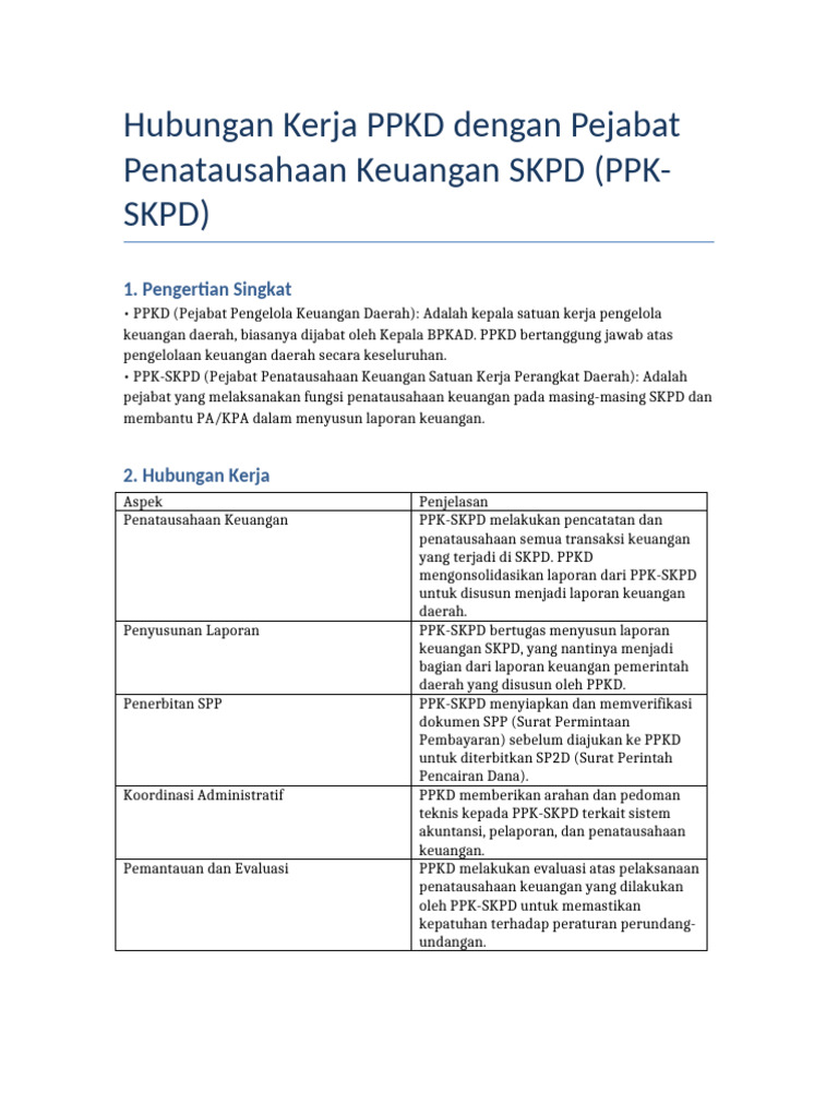 Hubungan Kerja PPKD Dan PPK SKPD | PDF