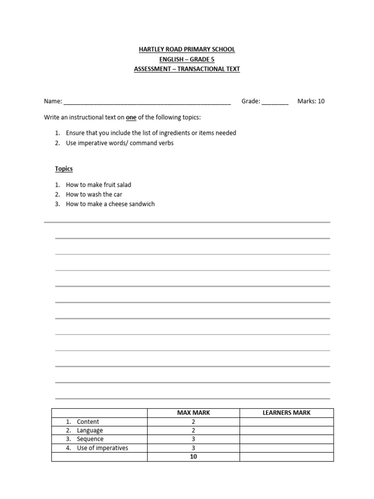 Transactional Writing Assessment | PDF