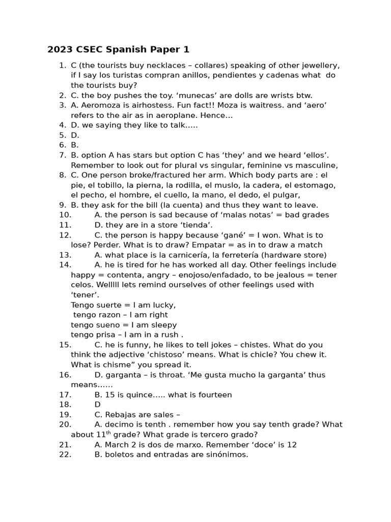2023 CSEC Spanish Exam Overview | PDF