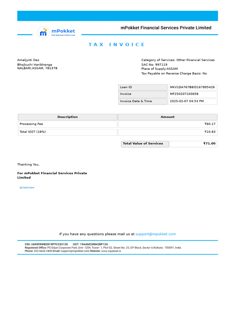 Tax Invoice MF250207100658 | PDF