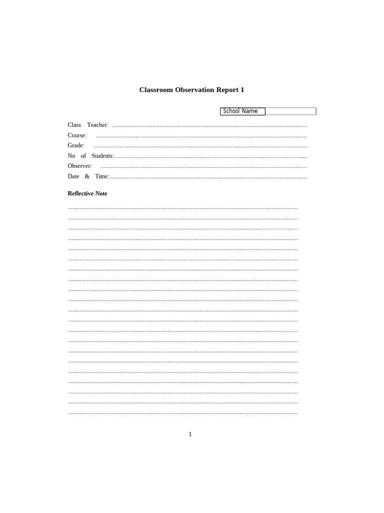 Classroom Observation Report Template | PDF | Learning | Teaching