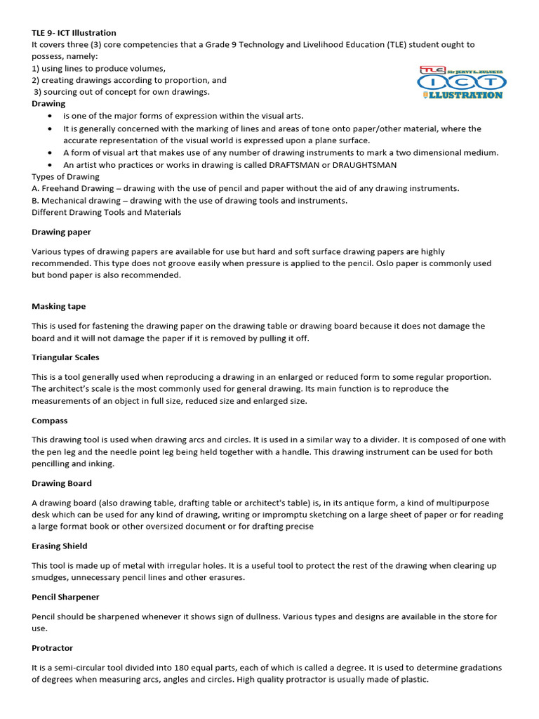 TLE 9 Intro To Drawing Lecture | PDF | Drawing | Color