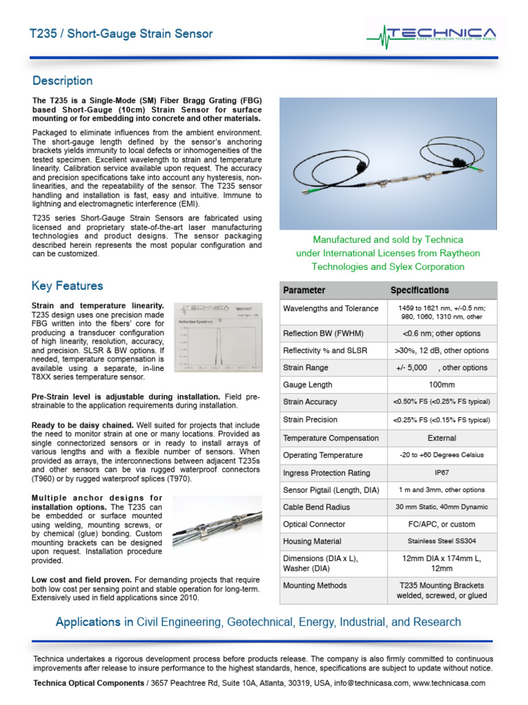 T235 Short Gauge Strain Sensor | PDF | Physical Sciences | Electromagnetic Radiation