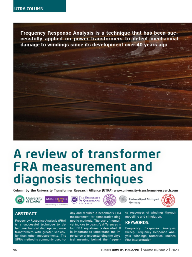 A Review of Transformer FRA - UTRA Column | PDF | Transformer | Inductance
