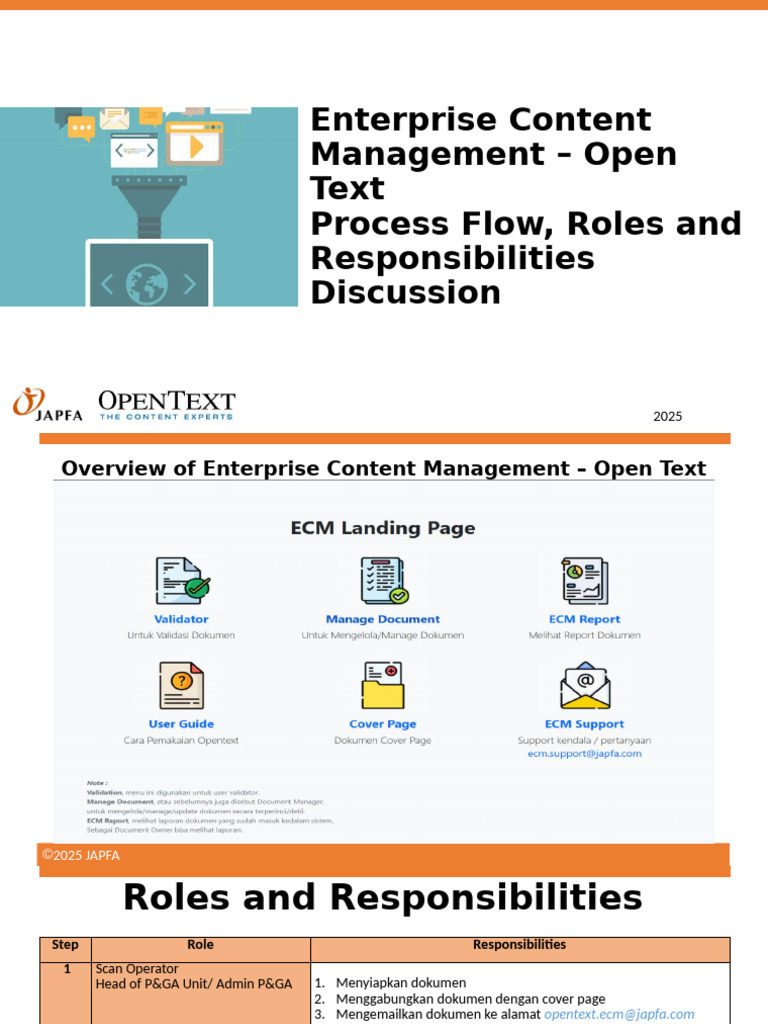 OpenText - Roles and Responsibility Presentation | PDF