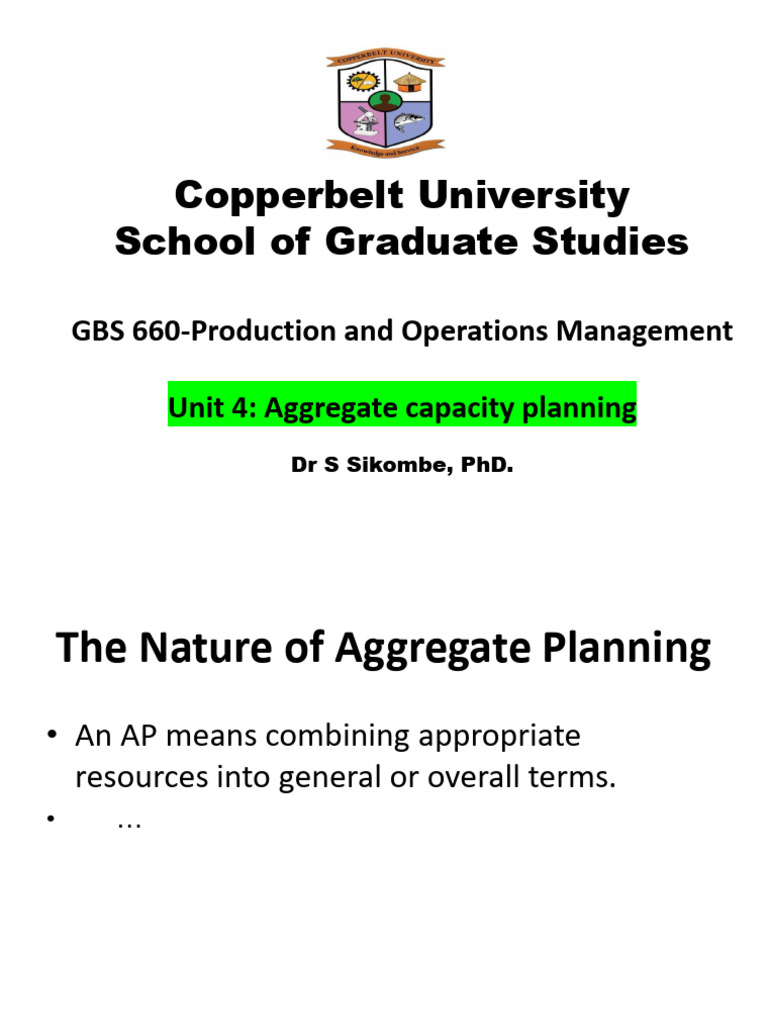 L 4 AGGREGATE PLANNING AND MPS (Autosaved) | PDF | Demand | Inventory