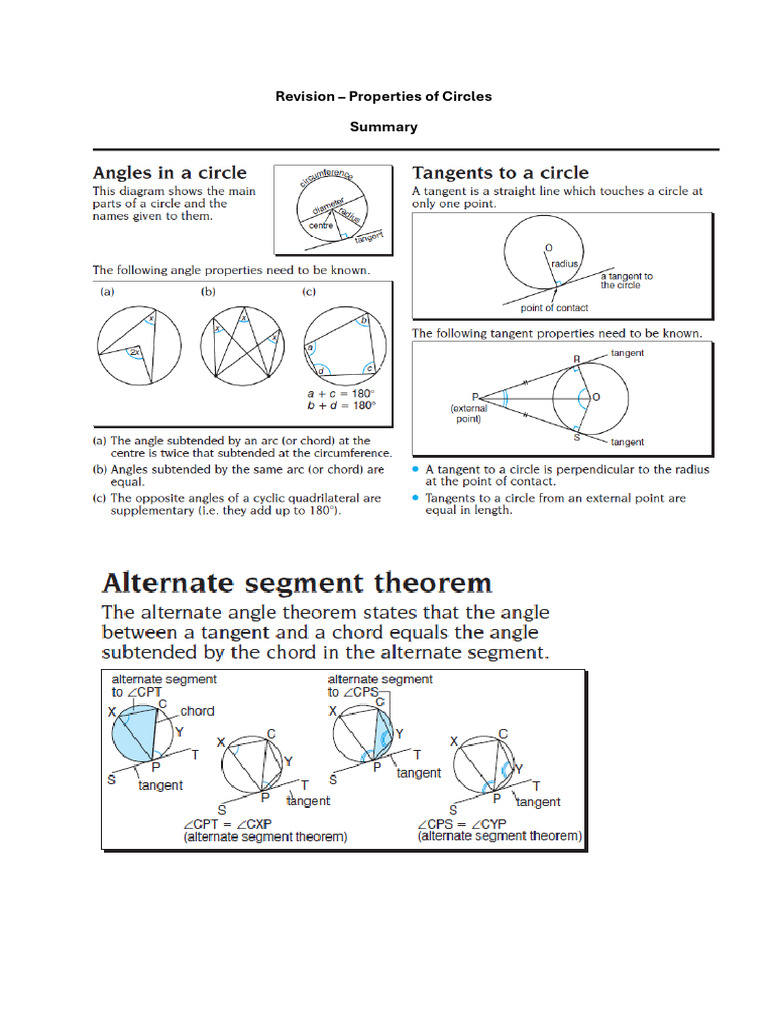 Revision-properties of circles | PDF