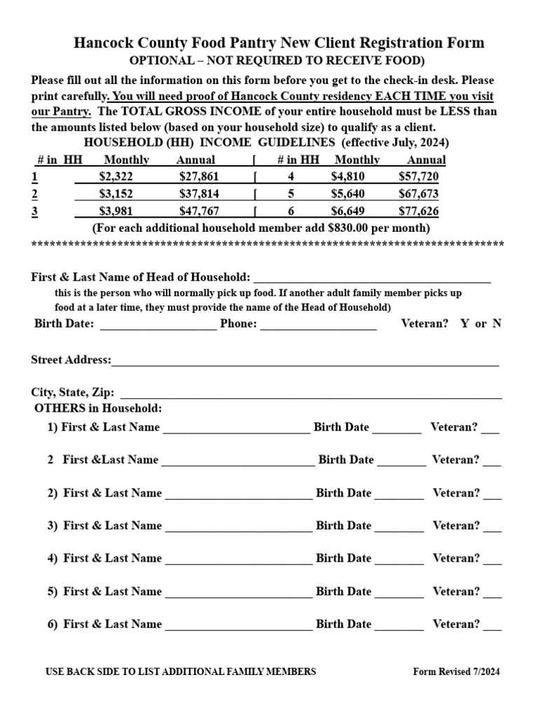 HCFP New Client Registration Form July 2024 1 | PDF