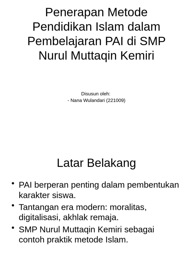 PPT_Penerapan_Metode_PAI_NurulMuttaqin | PDF