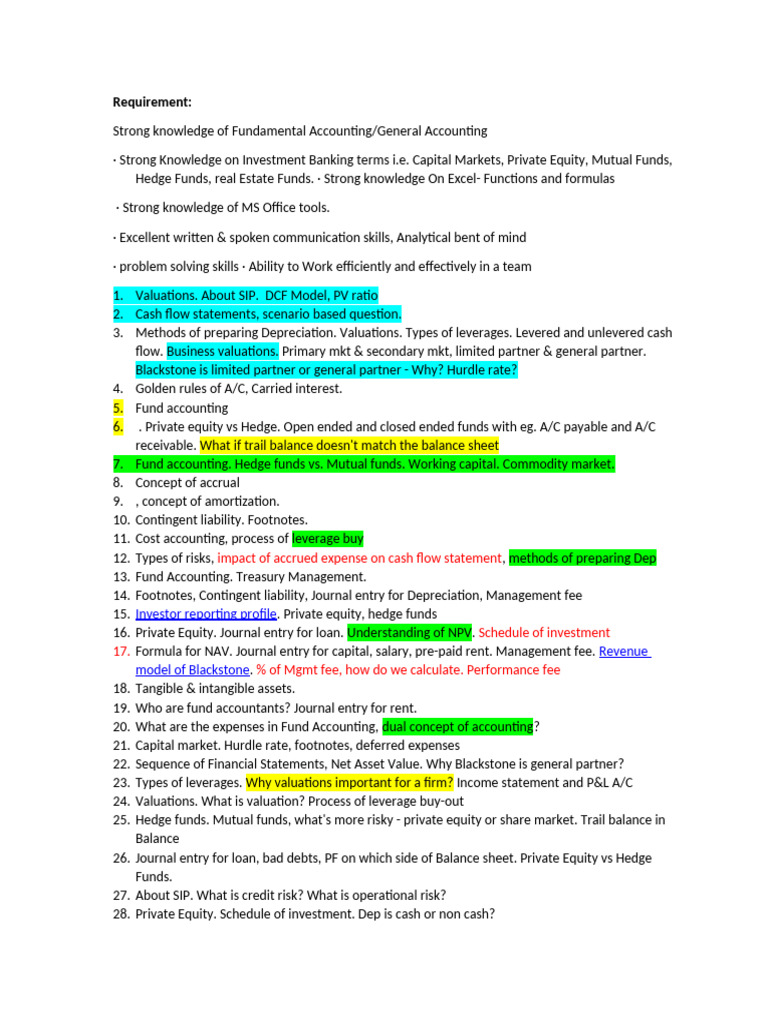 Question Bnak For Blackstone | PDF | Discounted Cash Flow | Valuation ...