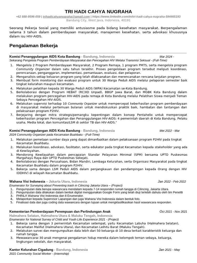 CV - Tri Hadi Cahya Nugraha (2025) | PDF