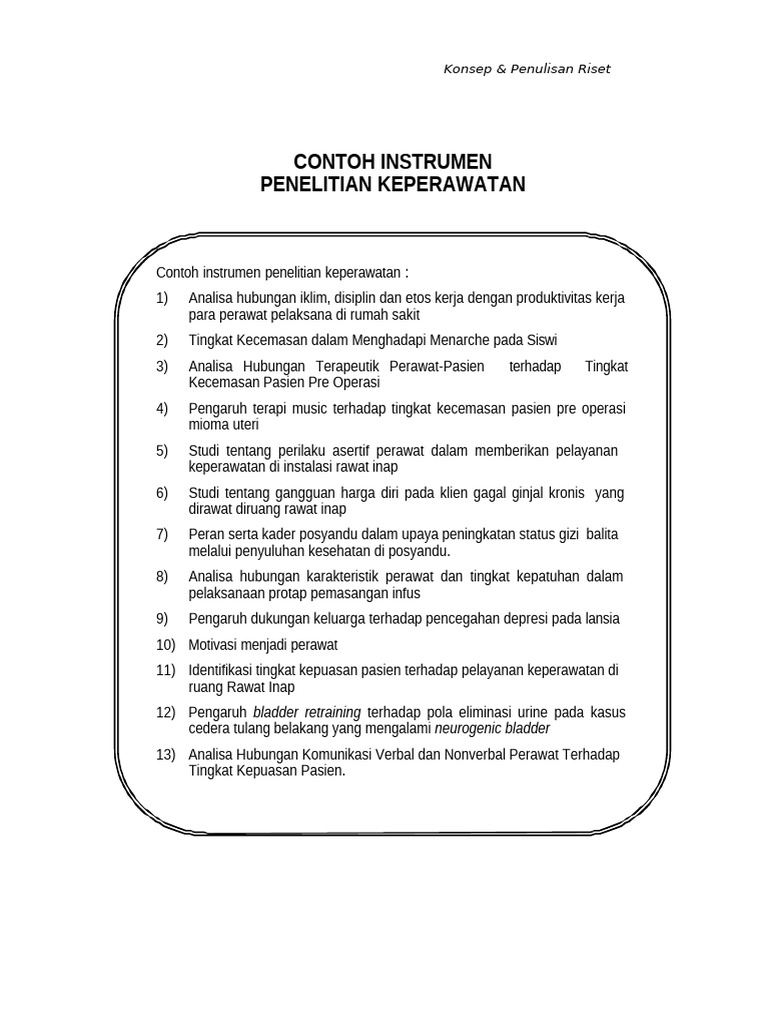Contoh Instrumen Penelitian Keperawatan | PDF