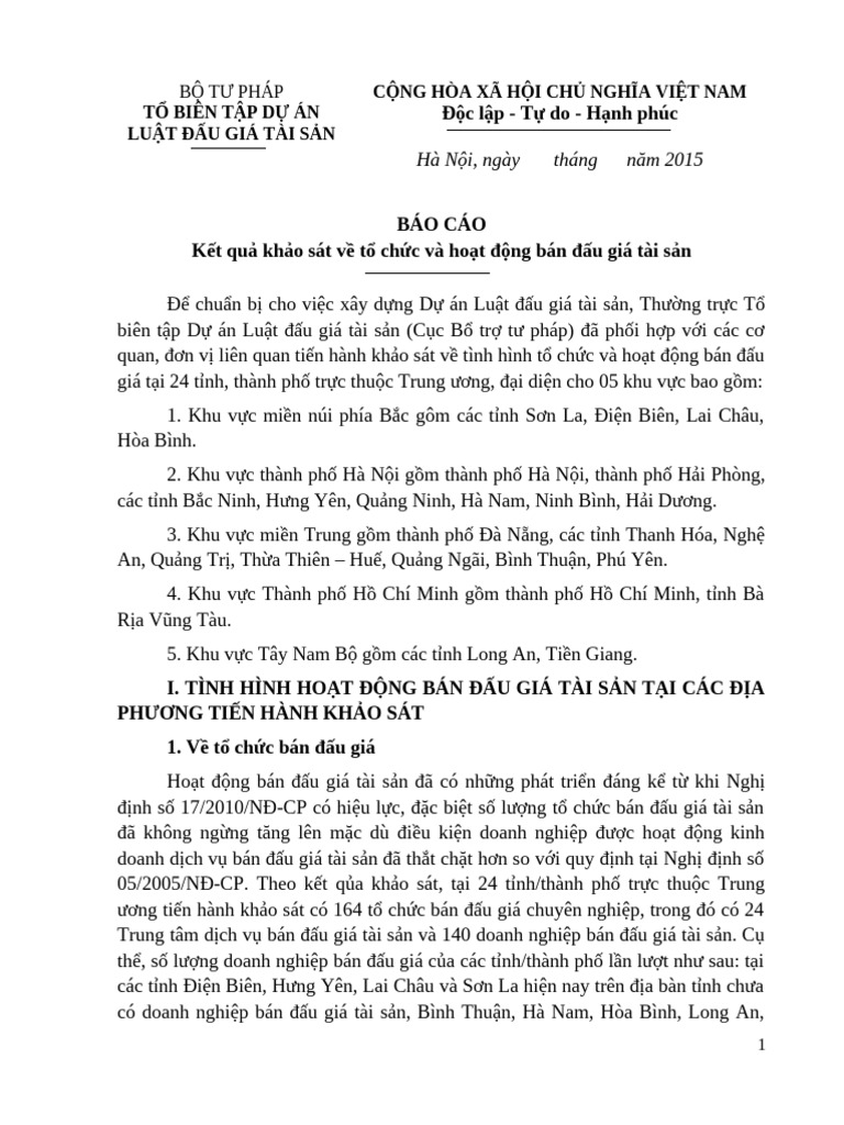 Bao Cao Khao Sat Ve Hoat Dong Ban Dau Gia Tai San | PDF