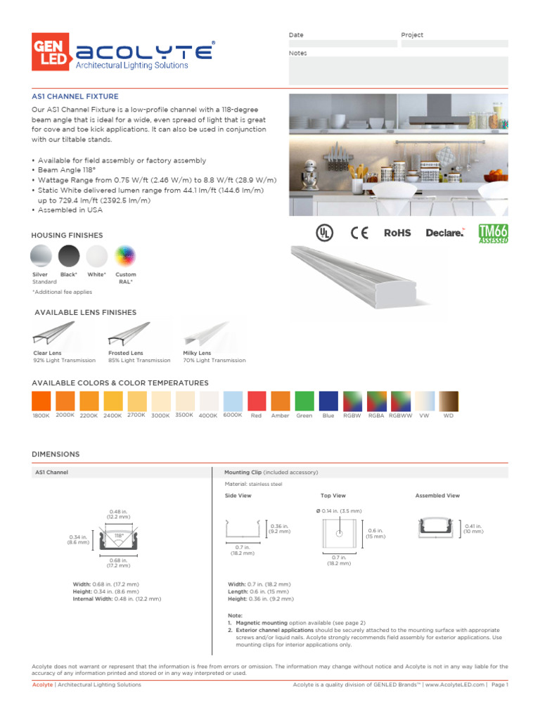 Acolyte SpecSheet Channel AS1 09APR2025 | PDF | Light Emitting Diode | Lighting