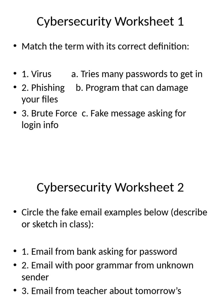 Week1 Cybersecurity AI Worksheets | PDF
