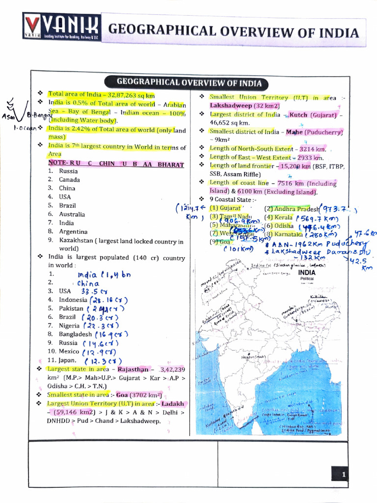 Geographical Overview of India-1 | PDF | Hydrography | Coastal Geography