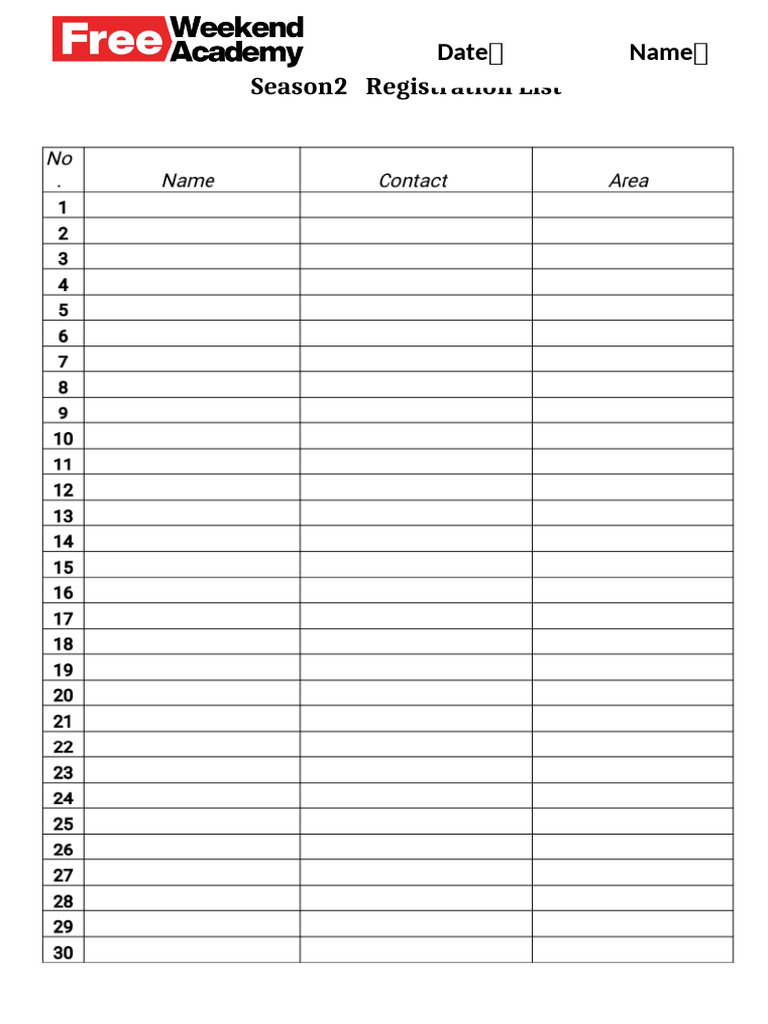 IYF Weekend Academy List | PDF