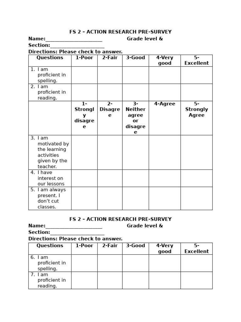 Pre Survey | PDF