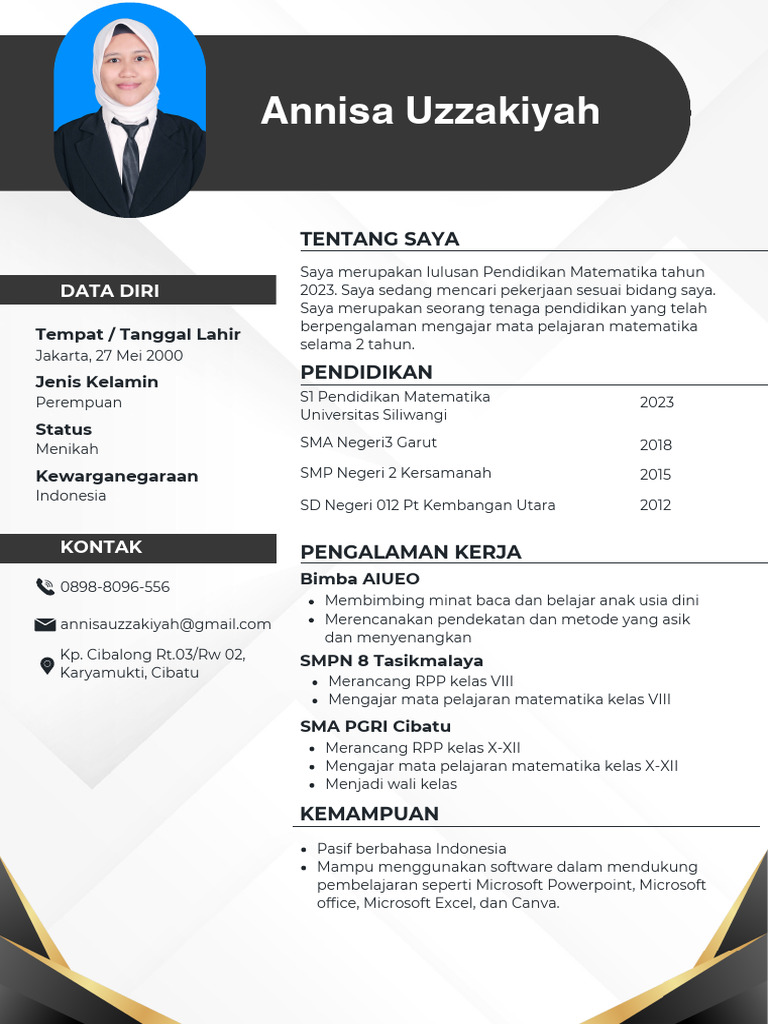 putih dan hitam modern cv resume riwayat hidup_20250416_202333_0000 | PDF