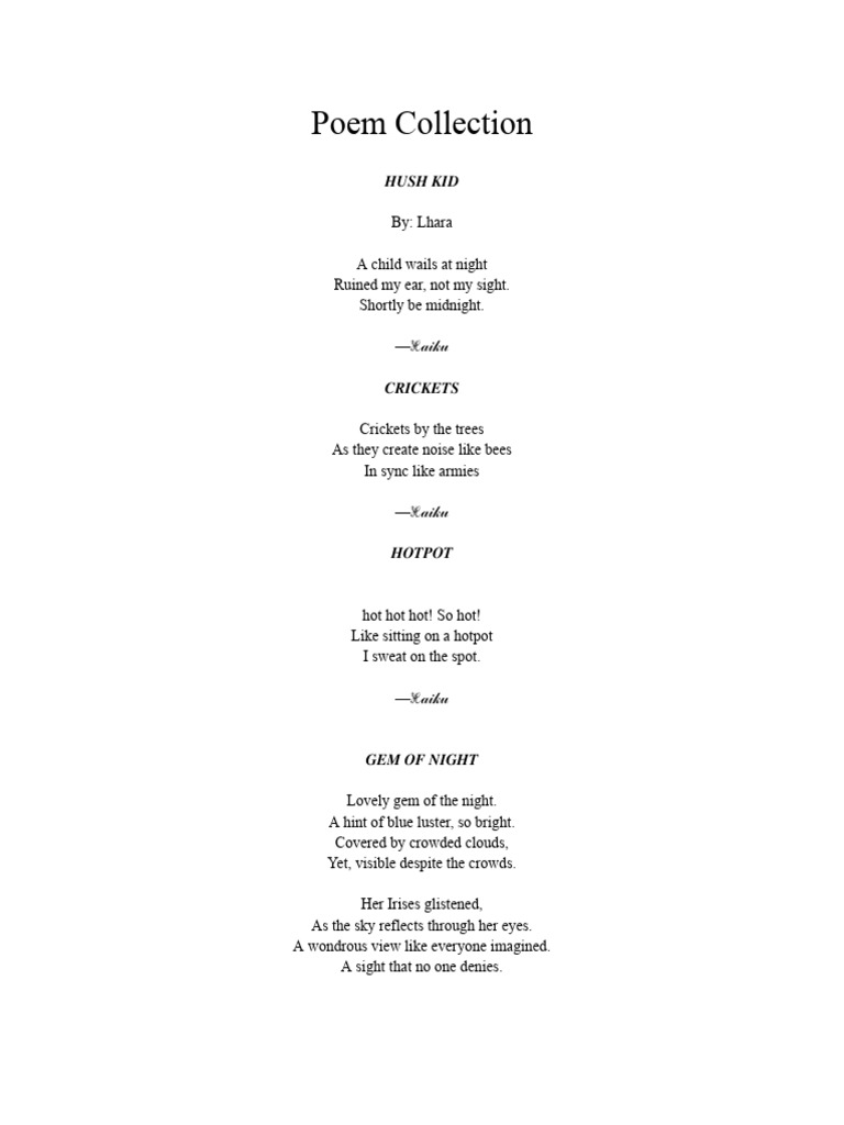 Poem Collection - Lhara | PDF